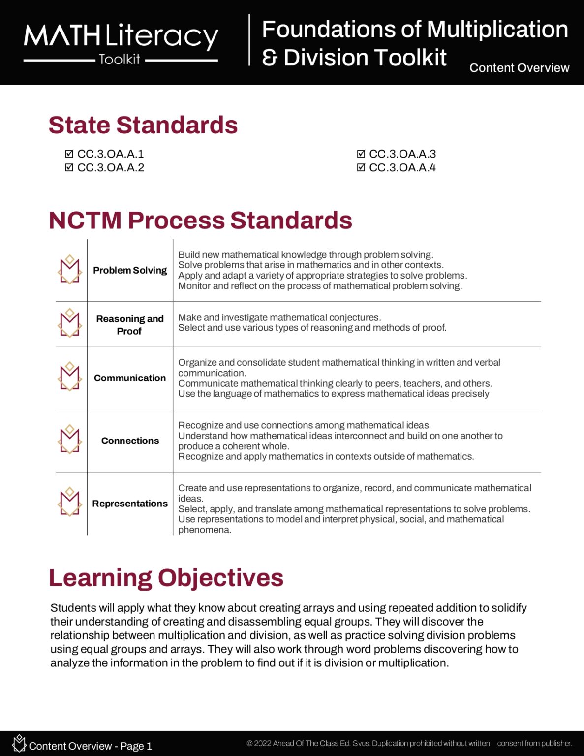 Foundations of Multiplication and Division Toolkit - ProActiveEd