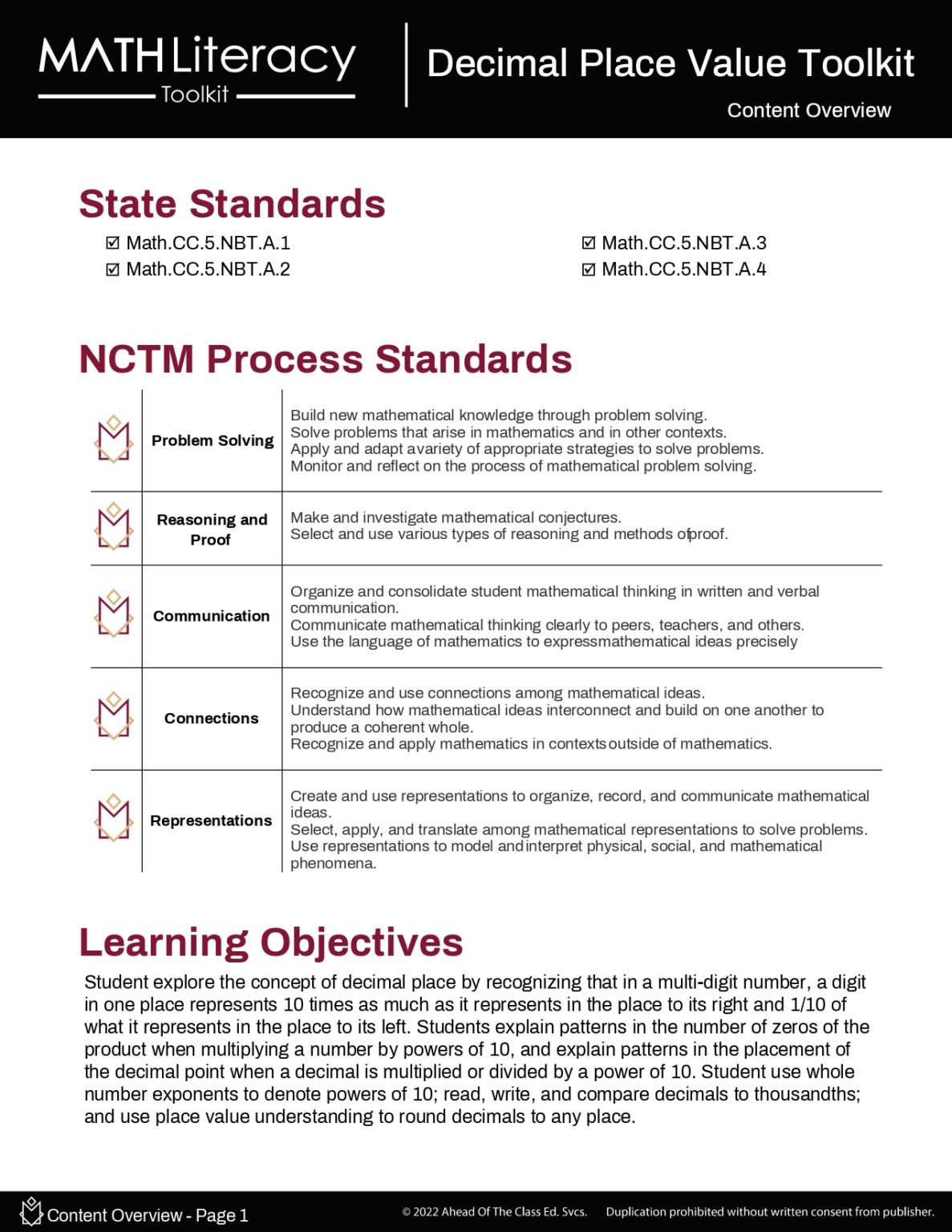 Decimal Place Value Toolkit - ProActiveEd